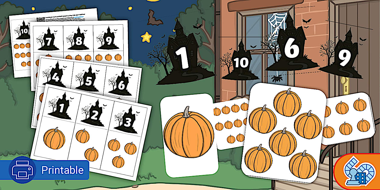 Halloween Pumpkin Matching Game - Counting to 10 - Twinkl
