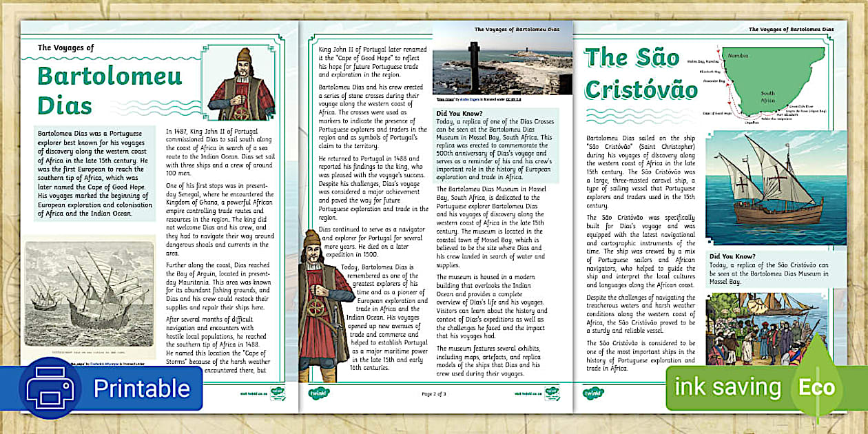 The Voyages of Bartolomeu Dias (teacher made) - Twinkl