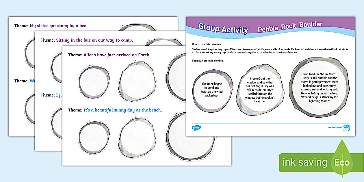 Pebble, Rock, Boulder Writing Activity | Primary English