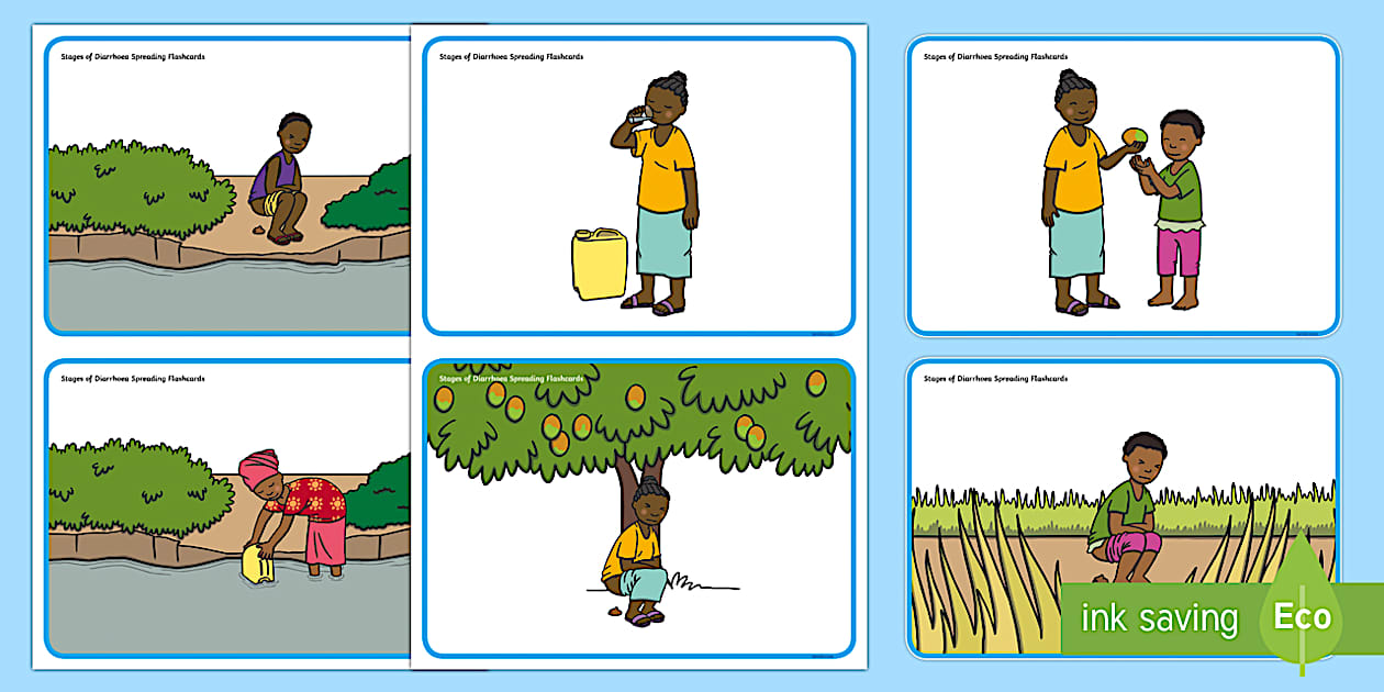 Stages of Diarrhea Spreading Flashcards (Teacher-Made)