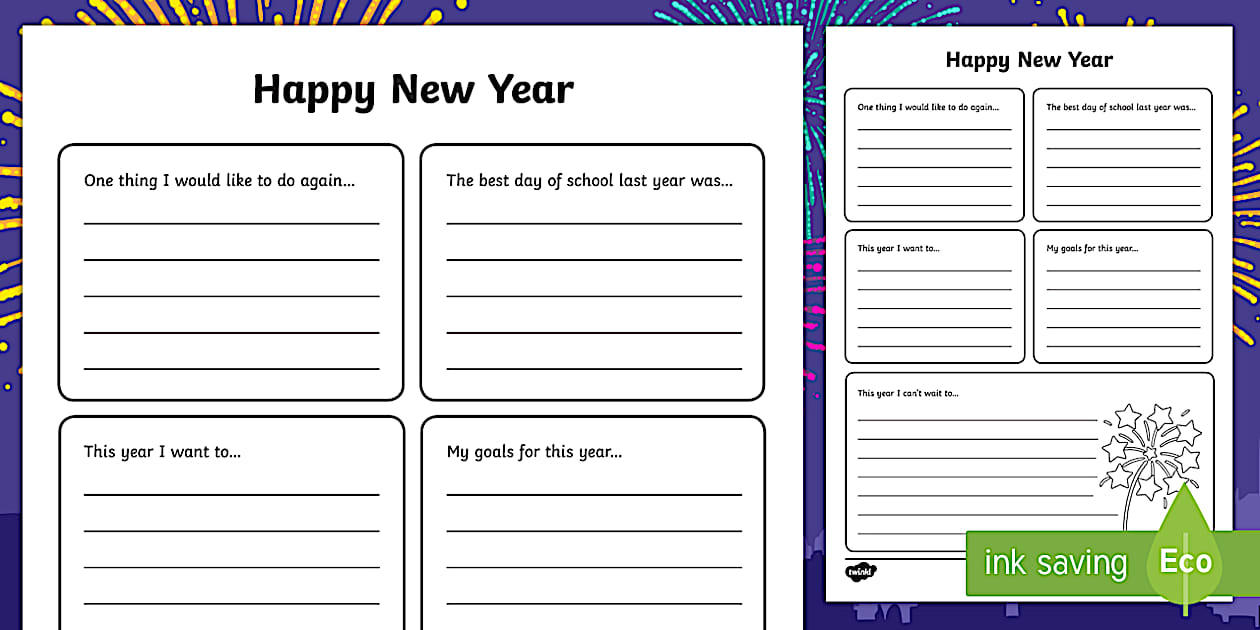 Happy New Year Worksheet / Worksheet (teacher made) - Twinkl
