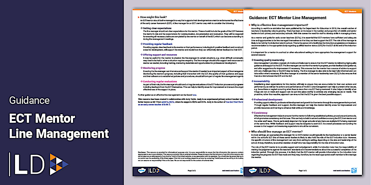 Guidance: ECT Mentor Line Management - SLT - Twinkl