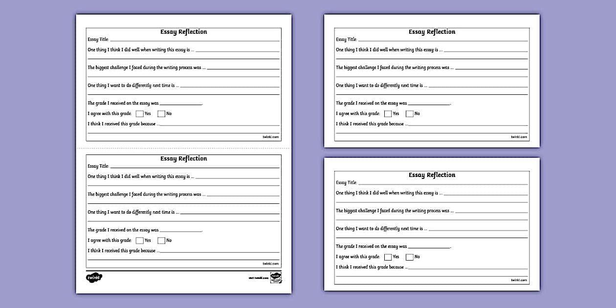 Essay Reflection Worksheet for 6th-8th Grade - Twinkl