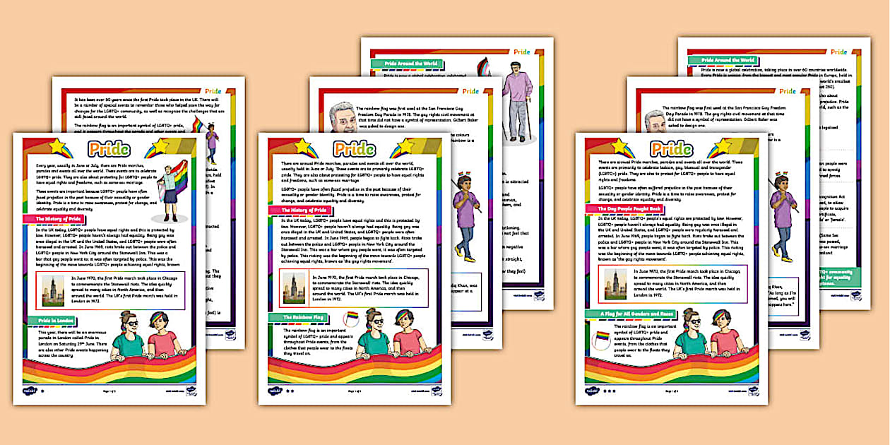 UKS2 Pride Differentiated Reading Comprehension Activity