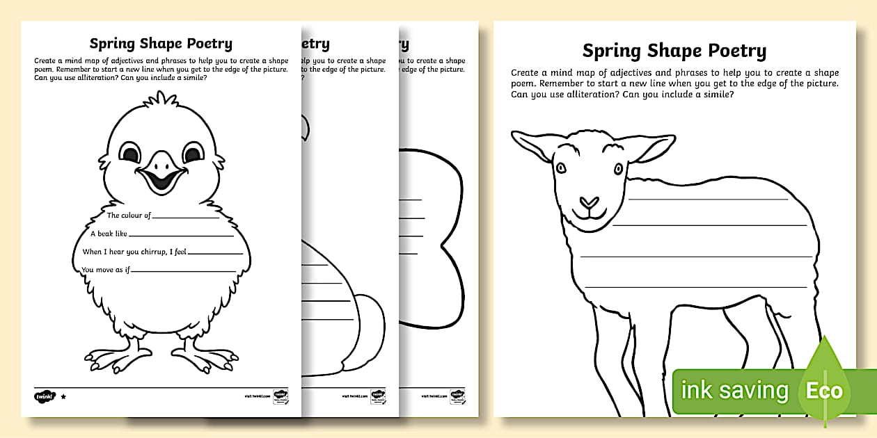 KS1 Spring Shape Poetry Differentiated Worksheets - Twinkl