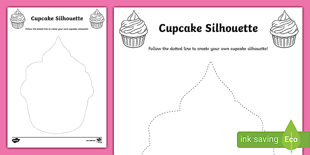 Cupcake Silhouette Drawing Activity (teacher made) - Twinkl