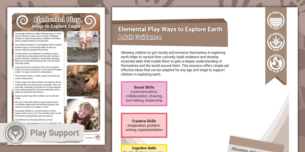 Elemental Play - Ways to Explore Earth Adult Ideas - Twinkl