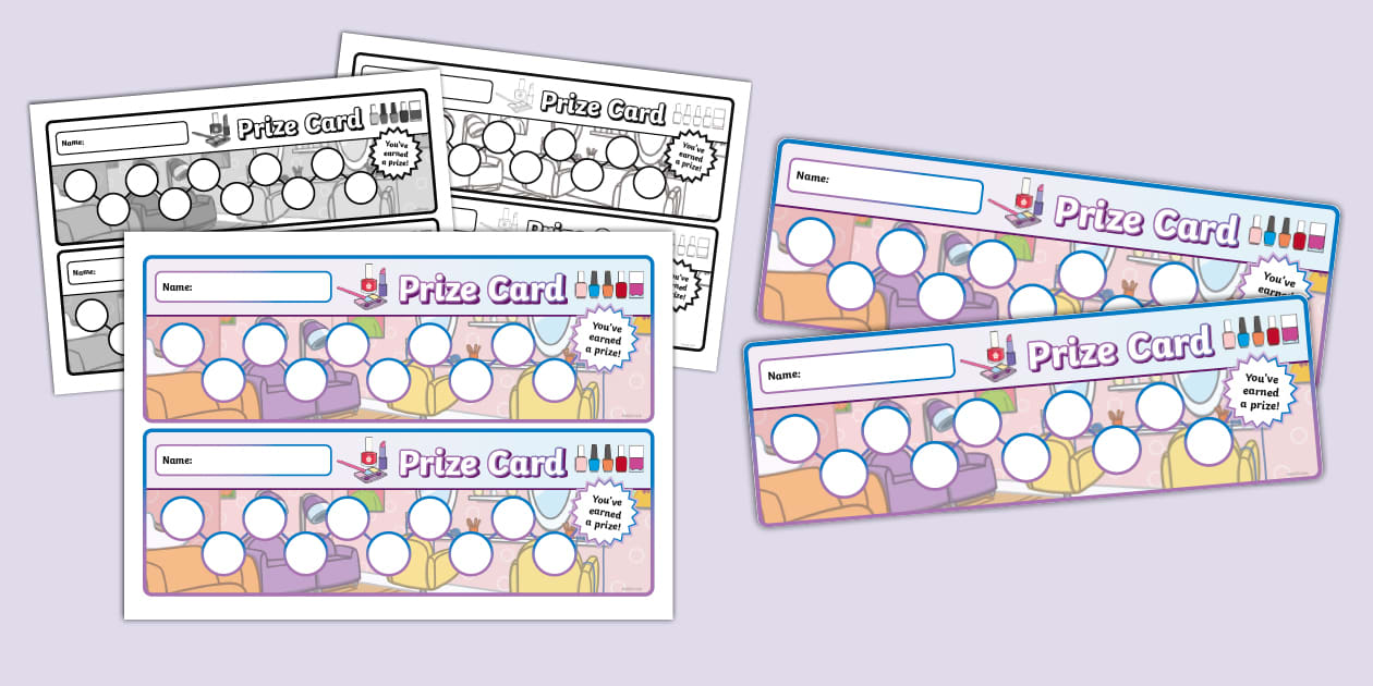 Beauty Salon Themed Prize Reward Cards (teacher made)