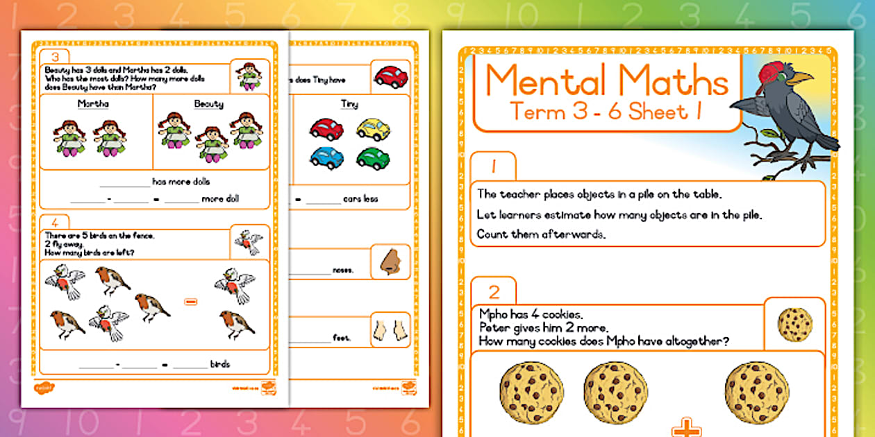 Grade R Mental Maths Sheet 1 -6 (teacher made) - Twinkl