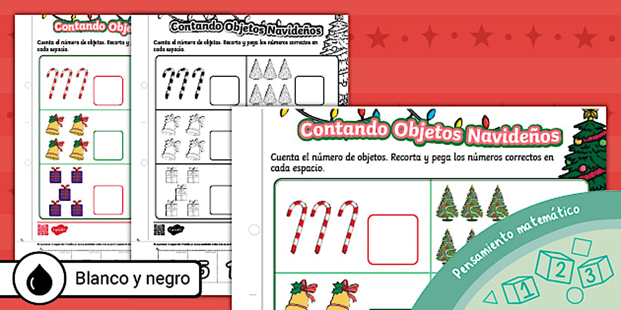 Guía de Trabajo | Contar Objetos | Navidad (teacher made)