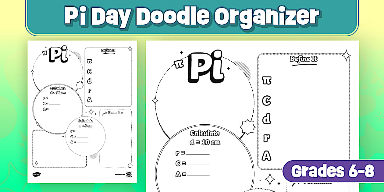 Pi Day Doodle Organizer for 6th-8th Grade