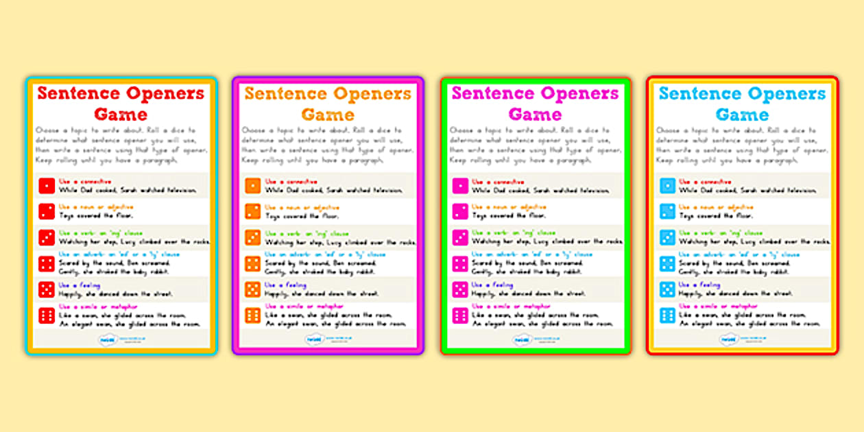Sentence Openers Dice | Story Writing Game | Teacher Made
