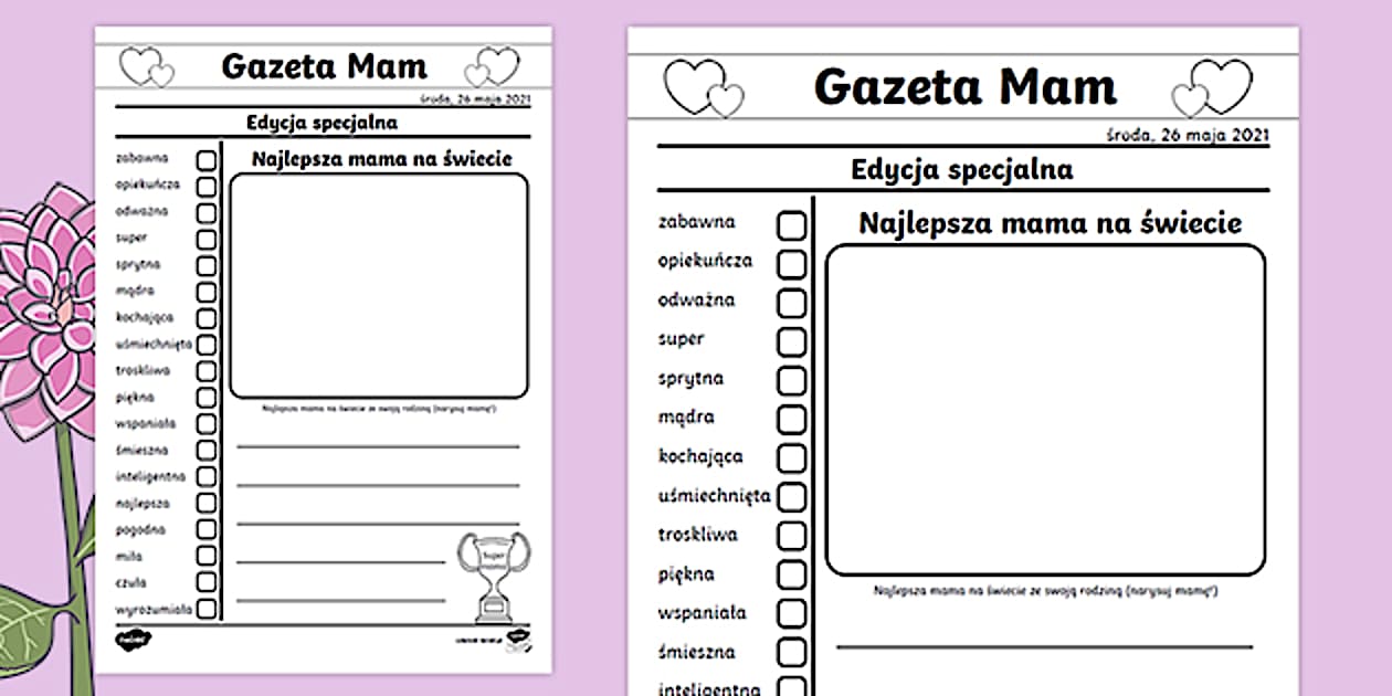 Okładka gazety - Dzień Matki 2021 | Szablon (teacher made)