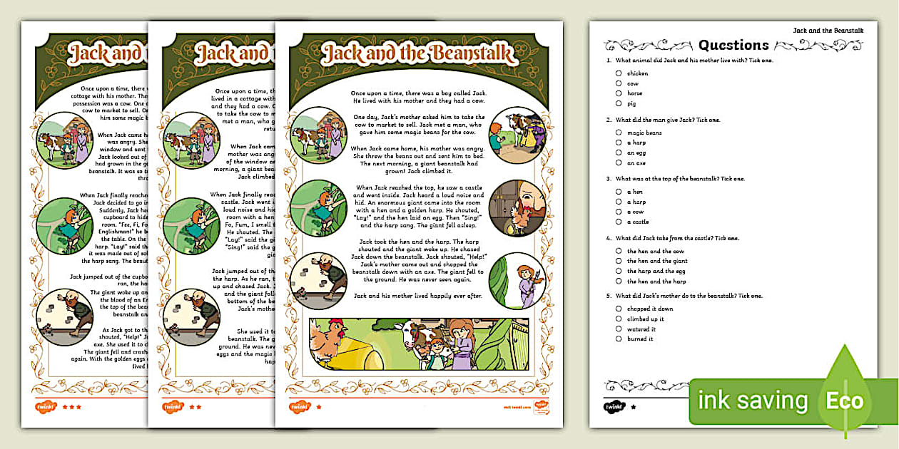 Lower Ability Jack and the Beanstalk Traditional Tales Differentiated ...