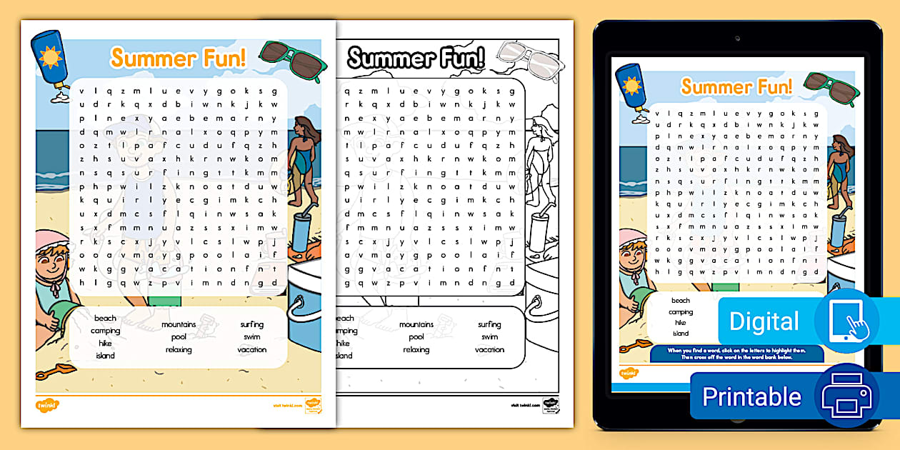 1st Grade Word Search Activity for Kids | Twinkl USA