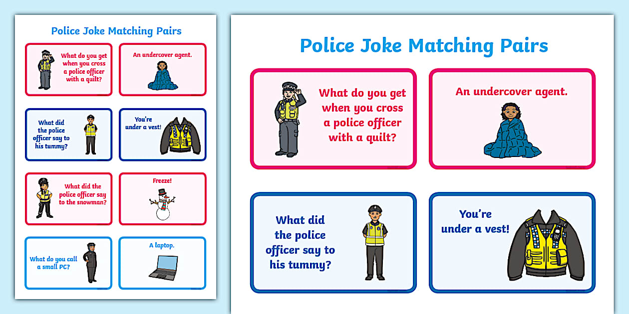 Police Jokes for Kids Matching Cards (teacher made) - Twinkl