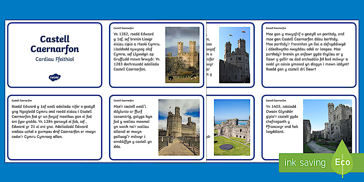 Castell Caernarfon Cardiau Ffeithiol