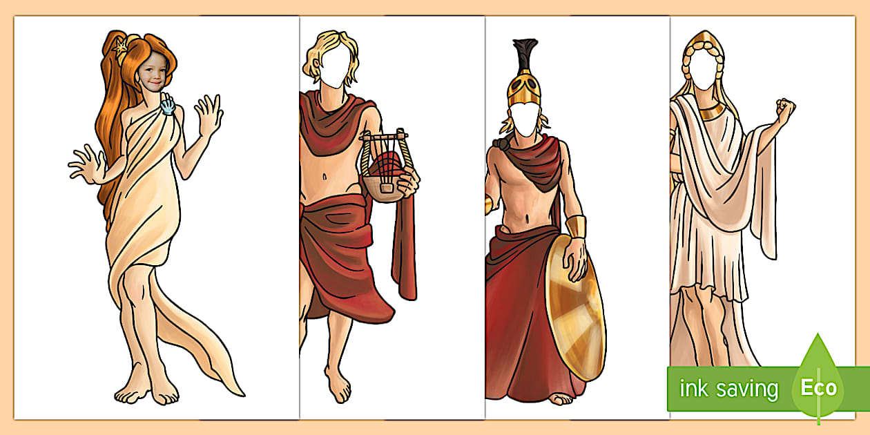 Ancient Greek Gods Editable Faces Display Cut-Outs - Twinkl
