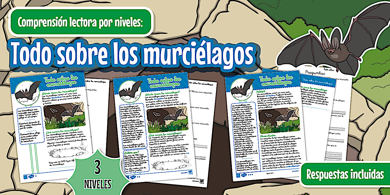 Comprensión lectora por niveles: Todo sobre los murciélagos