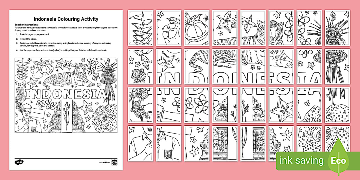 Indonesia Themed Collaborative Colouring Activity - - Twinkl
