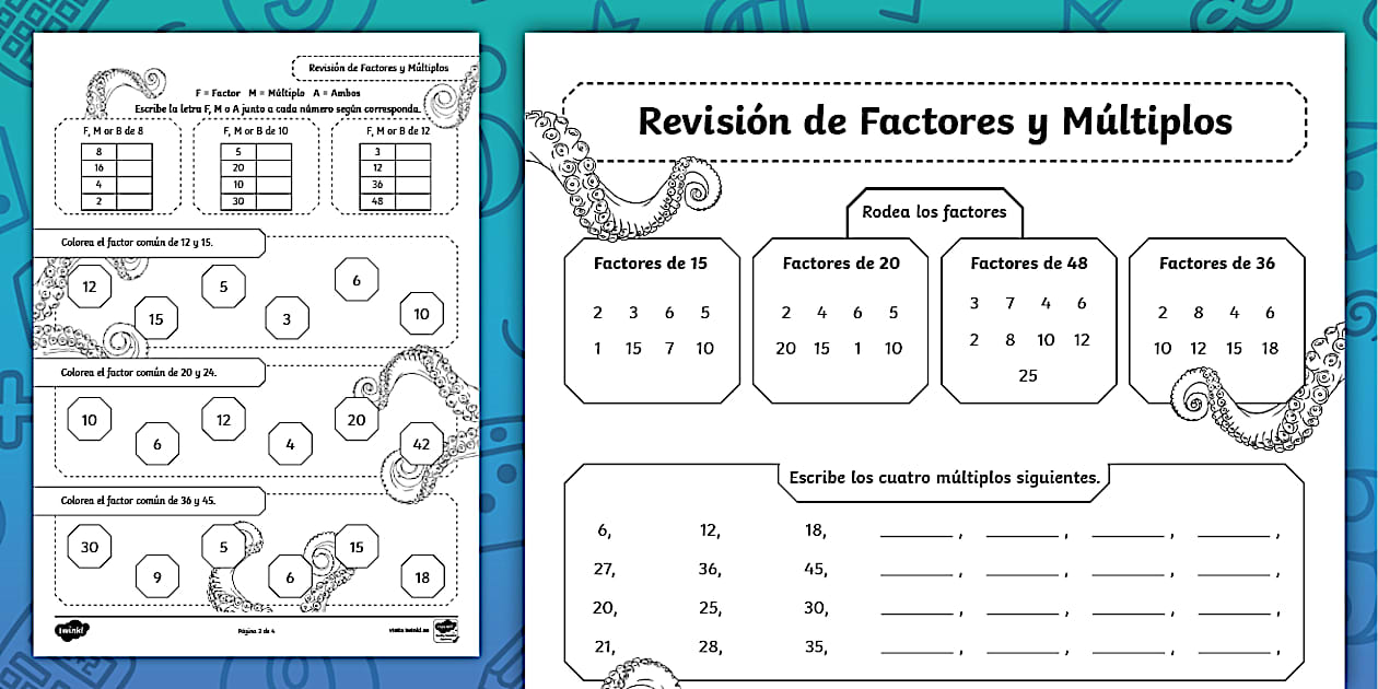 Ficha de actividad: Revisión de factores y múltiplos