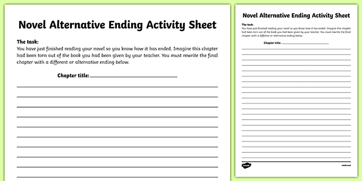 Novel Alternative Ending Worksheet / Worksheet-Irish, worksheet