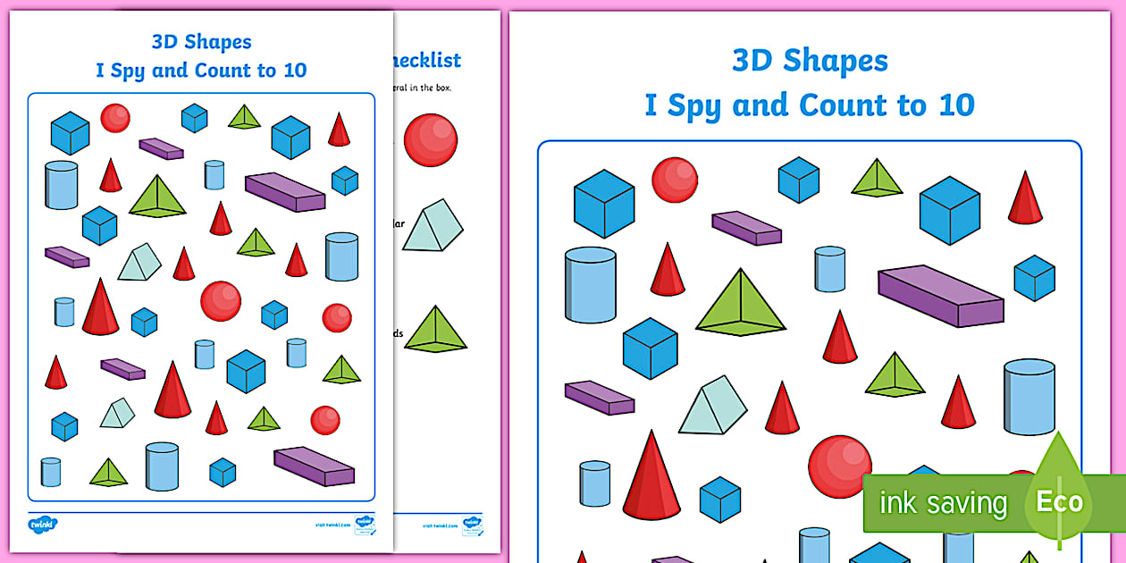 3D Shape I Spy and Count Activity to 10 (teacher made)