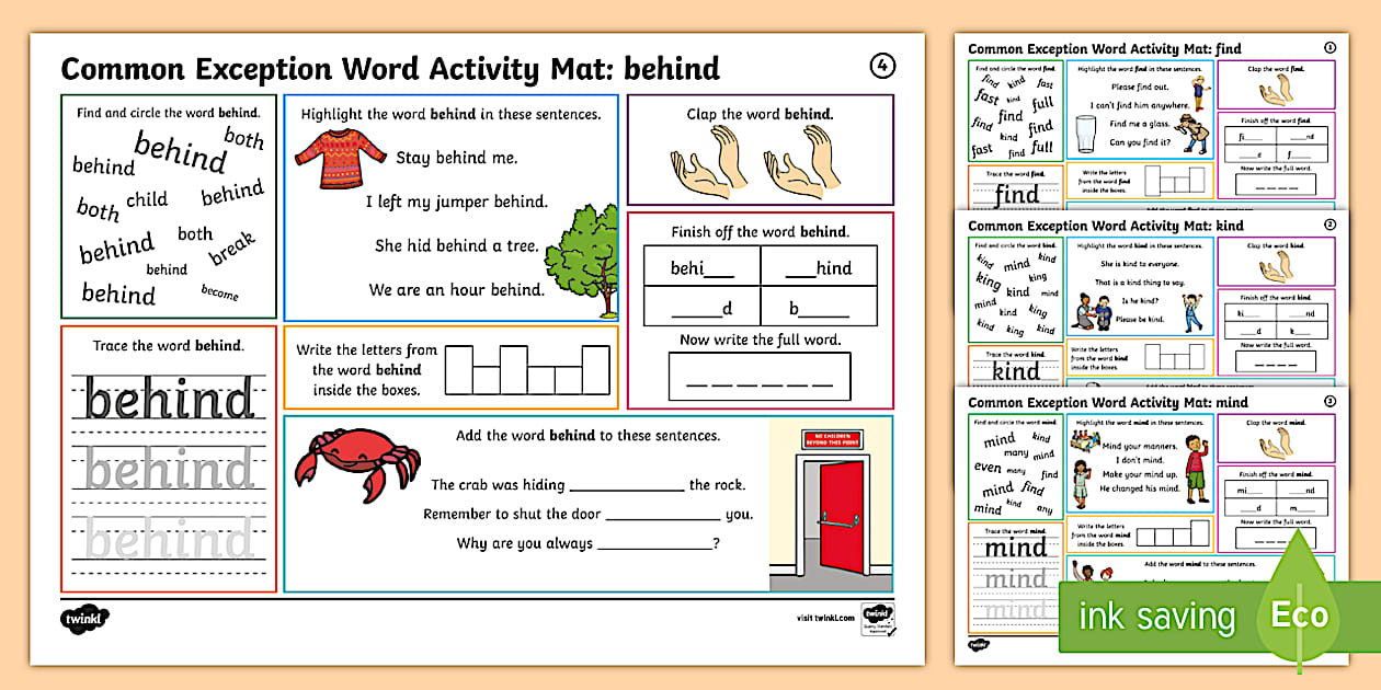 Precursive Year 2 Common Exception Word Activity Mat Pack 5