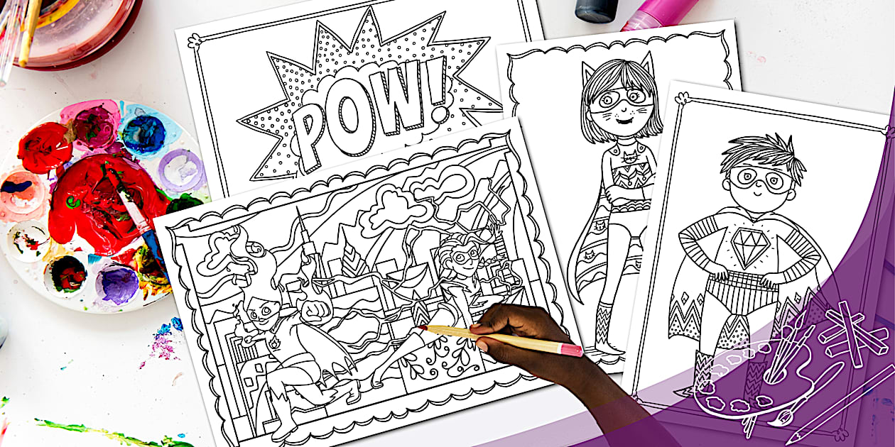 Superhero Mindfulness Colouring Activity Posters - Twinkl