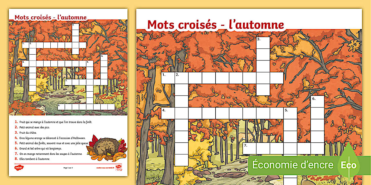 Mots croisés - l'automne (Teacher-Made) - Twinkl