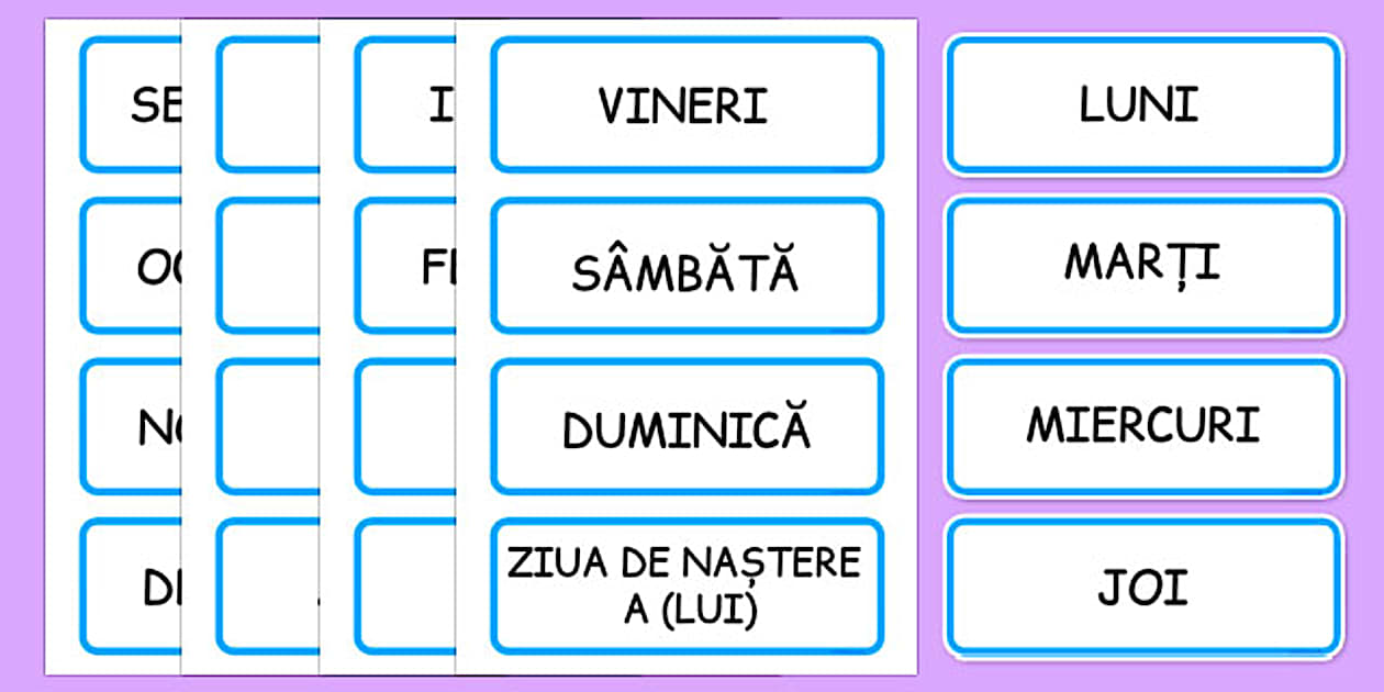 Zilele săptămânile și lunile anului - Etichete - Twinkl