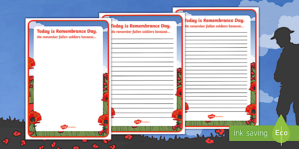 Remembrance Day We Remember Because Writing Frame - remembrance