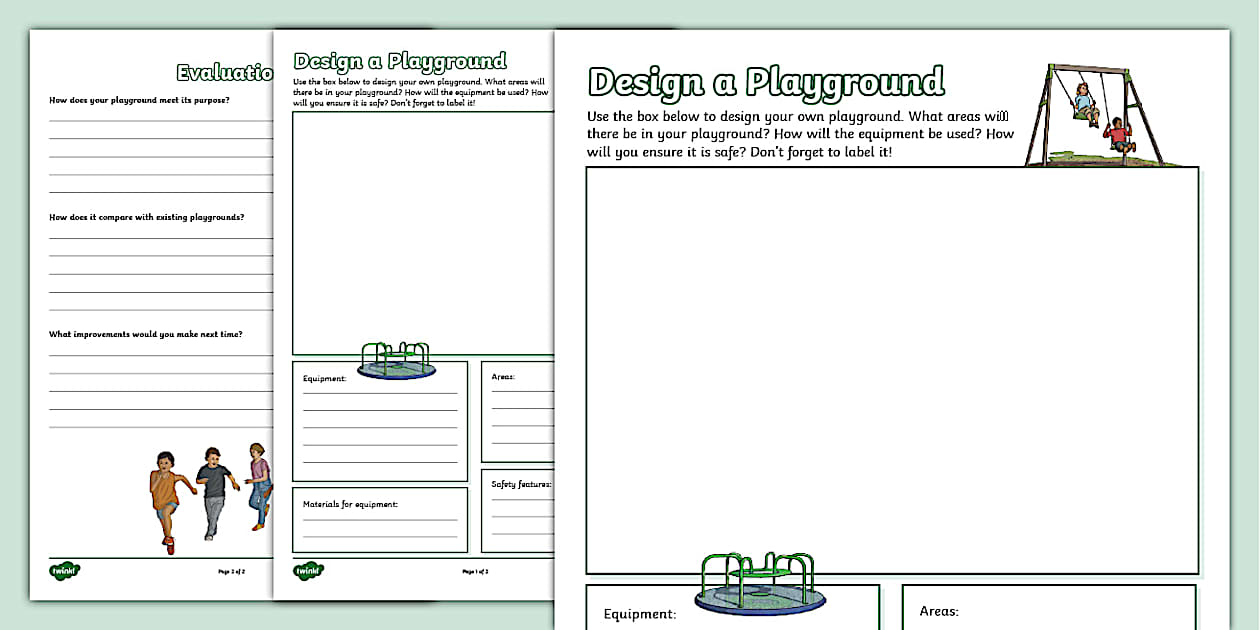 KS2 Design a Playground Worksheet (teacher made) - Twinkl