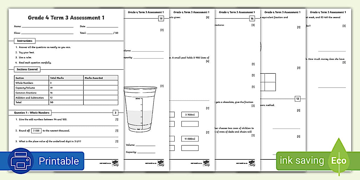 Grade 4 Maths Test Term 3 South Africa - Twinkl South Africa
