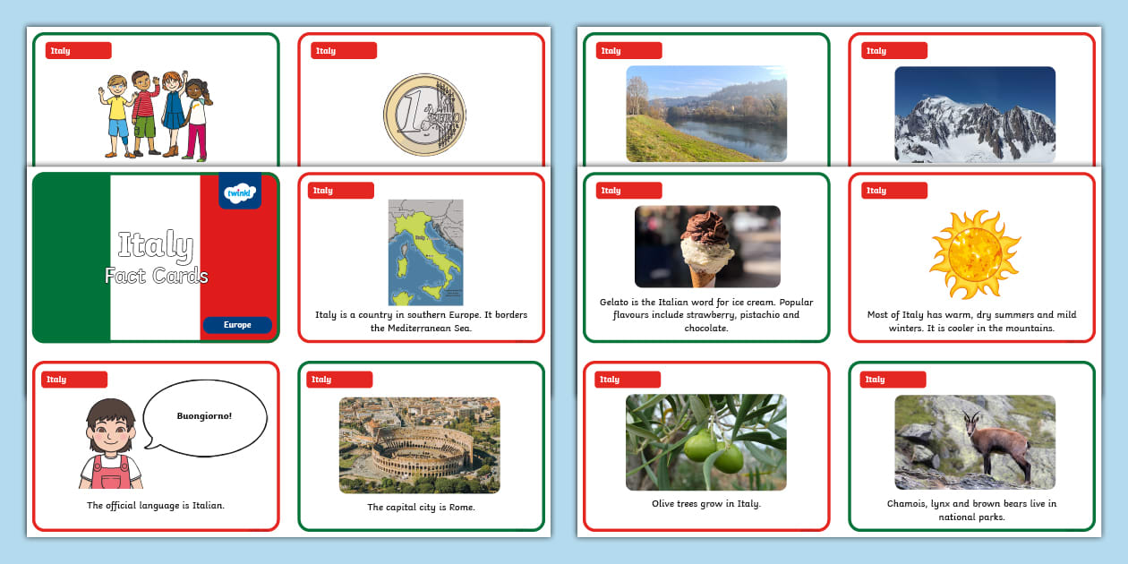 Italy KS1 Fact Cards (teacher made) - Twinkl