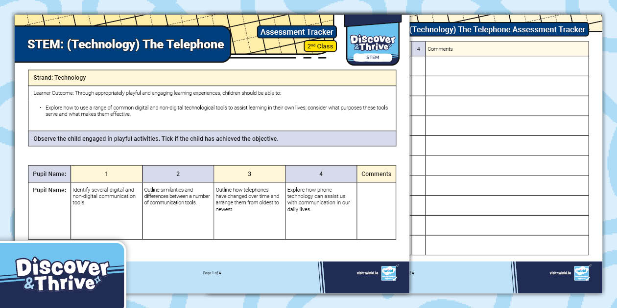 STEM Technology Telephone Assessment Tracker (teacher made)