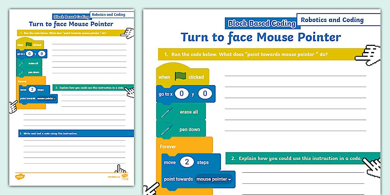 Robotics And Coding Turn To Face Mouse Pointer Twinkl