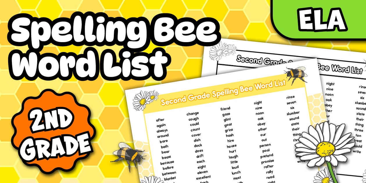 2nd Grade Spelling Bee Word List (teacher made) - Twinkl