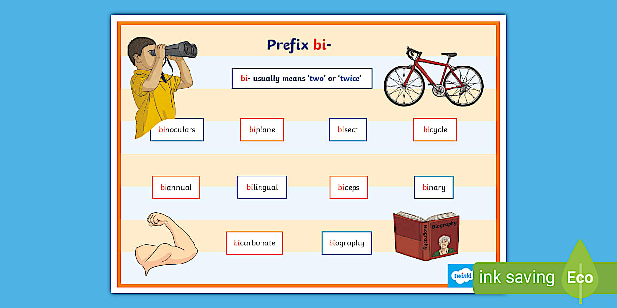 Prefix bi- Word Mat (teacher made) - Twinkl