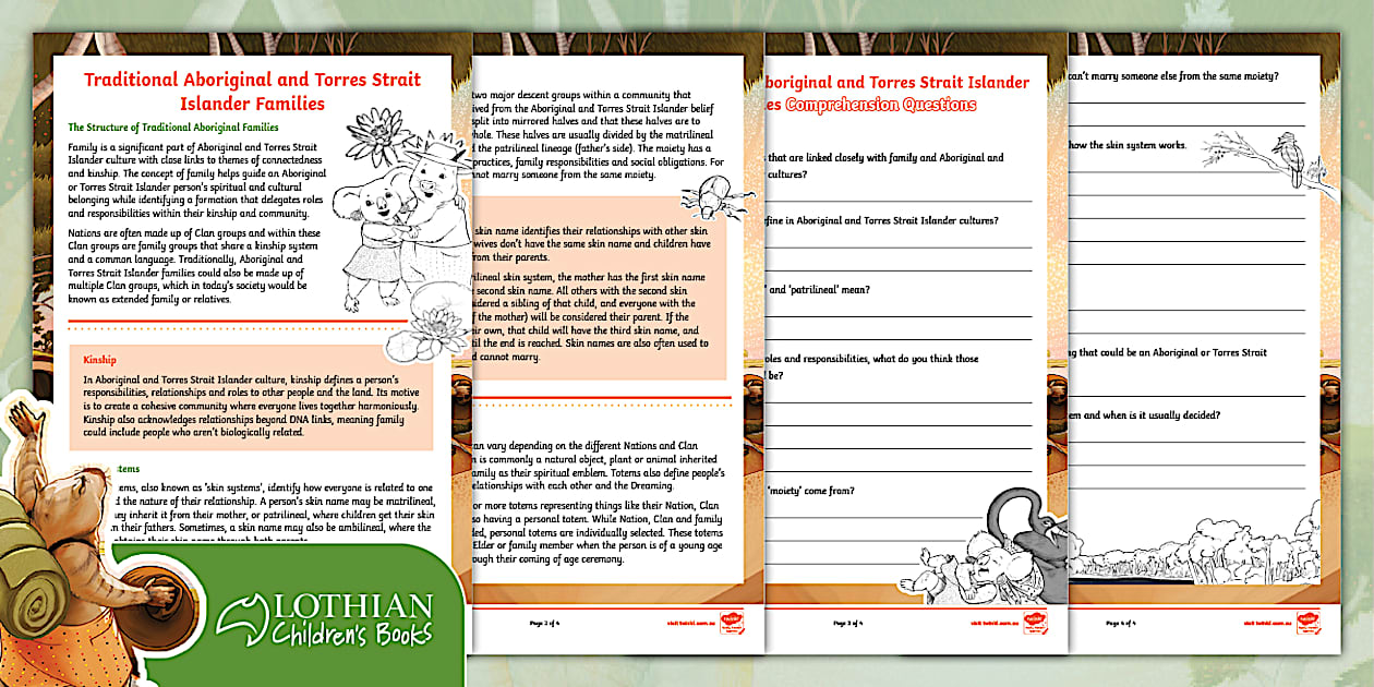 FREE! - Aboriginal Reading Comprehension Y3-6 - Traditional Families