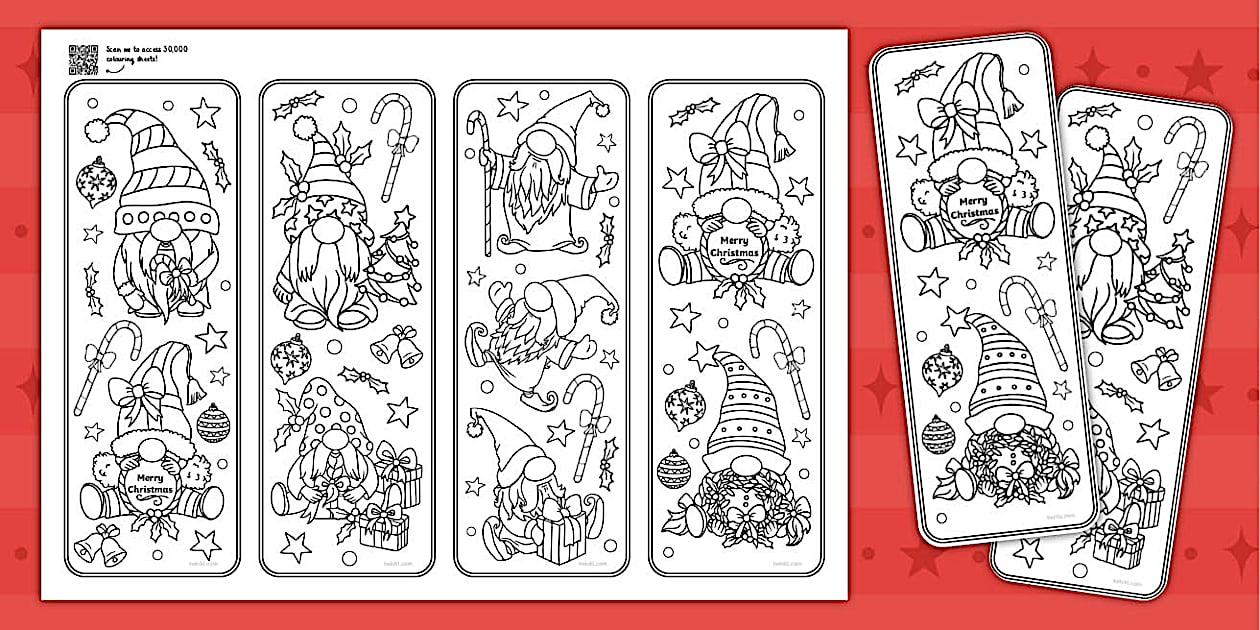 Christmas Gonk Colouring Bookmarks - Twinkl