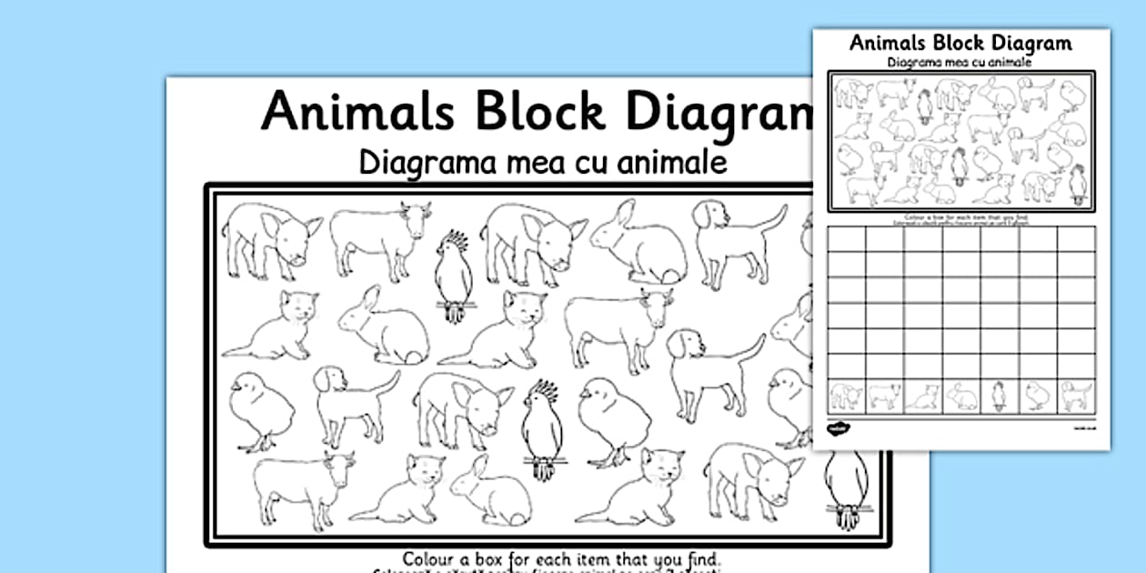Animals Block Diagram Worksheet / Worksheet Romanian Translation