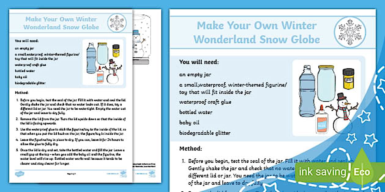 Make Your Own Winter Wonderland Snow Globe - Twinkl