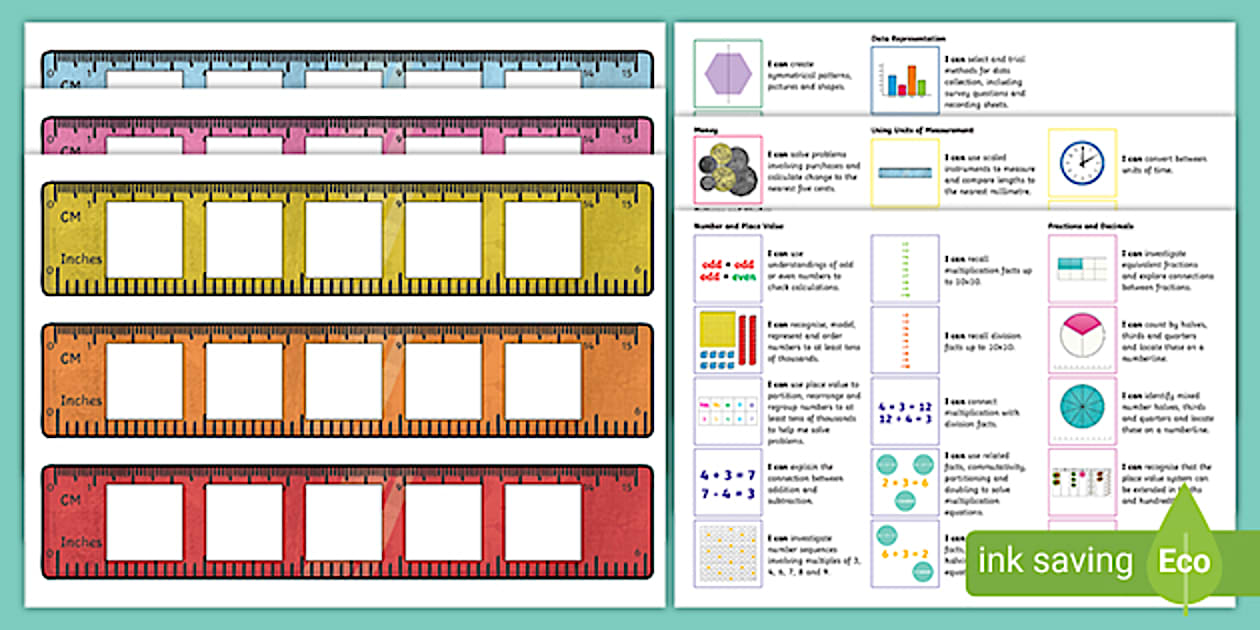 Year 4 Maths Ruler Goal Cards