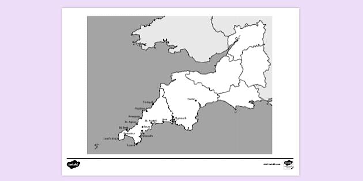 St Ives and Surrounding Area Map Colouring Sheet - Twinkl