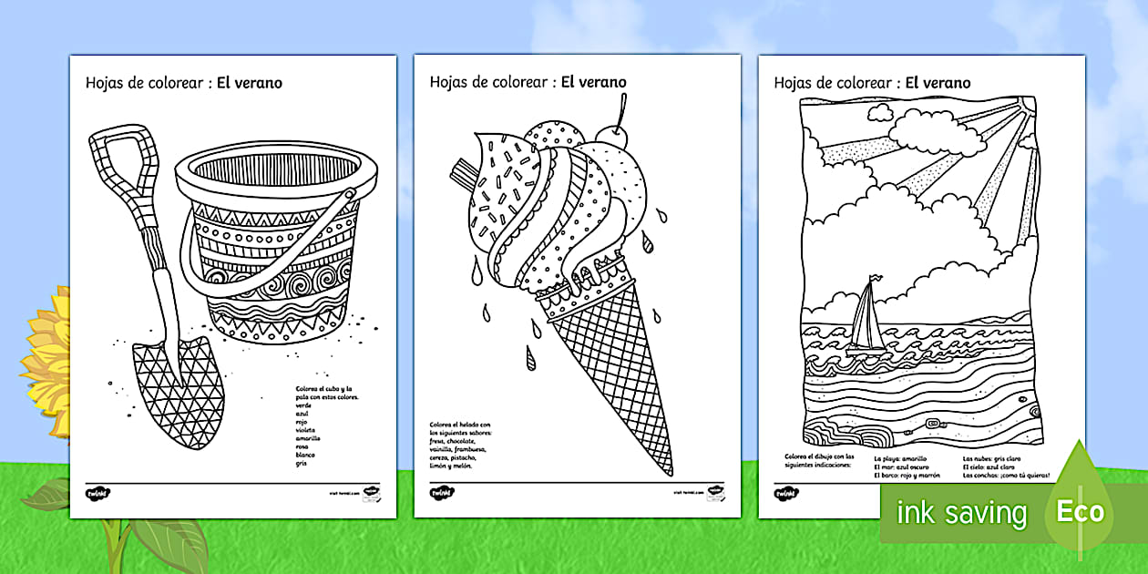Summer Mindfulness Colouring Pages Spanish (Teacher-Made)
