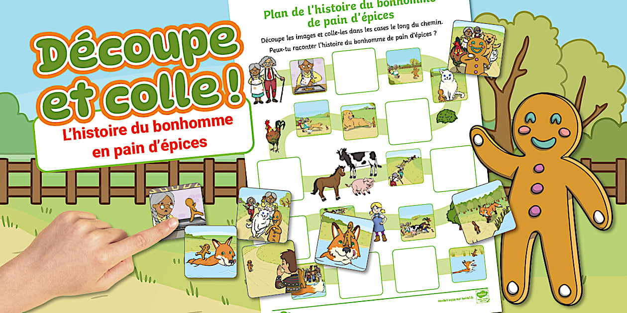 Activité de découpage : L'histoire du bonhomme en pain d'épice