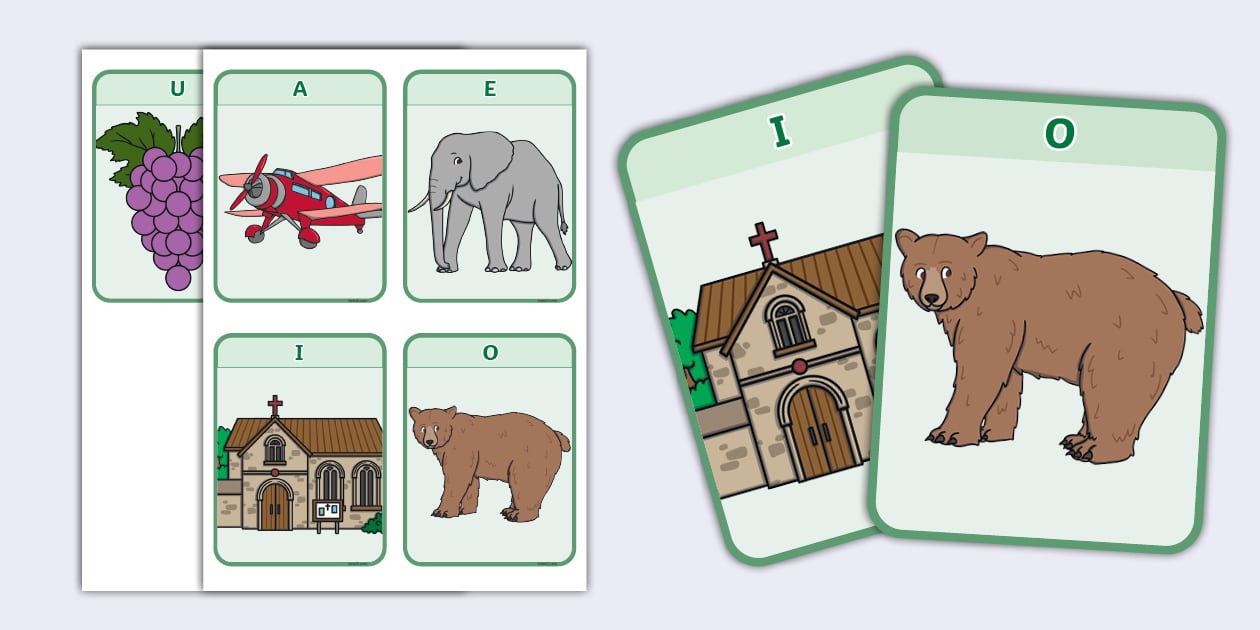 Tarjetas de vocales para imprimir - Twinkl