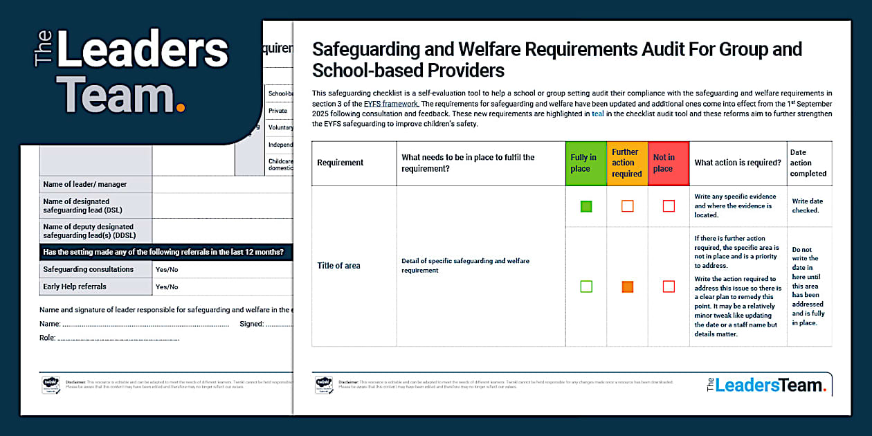 Safeguarding and Welfare Requirements Audit For Group and School-based