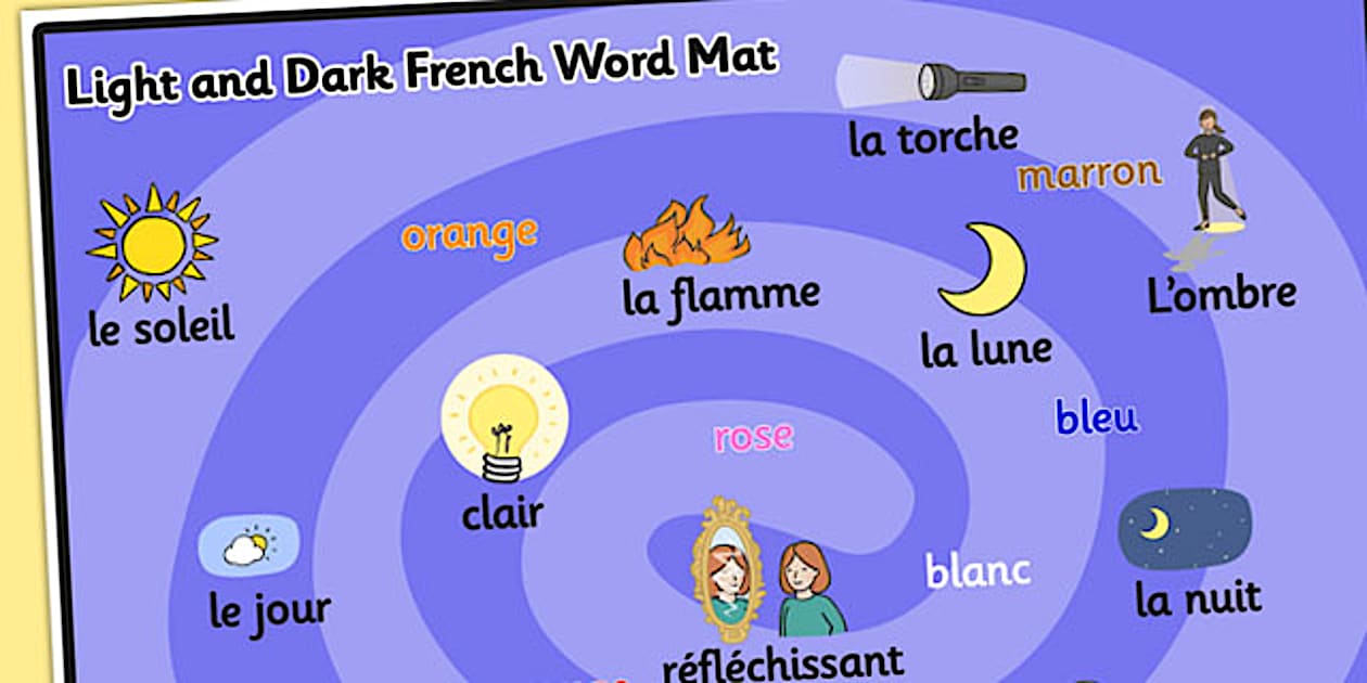 Light and Dark KS1 Word Mat French (teacher made) - Twinkl